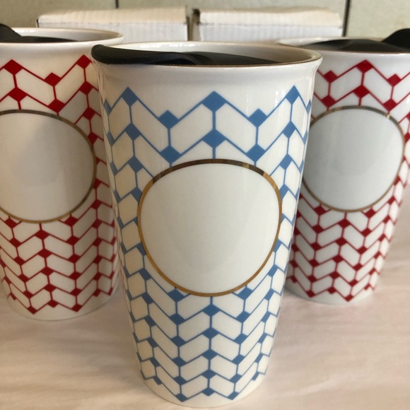 Mary Square | Other | New Set Of 3 Ceramic Tumblers With Lids By Mary ...